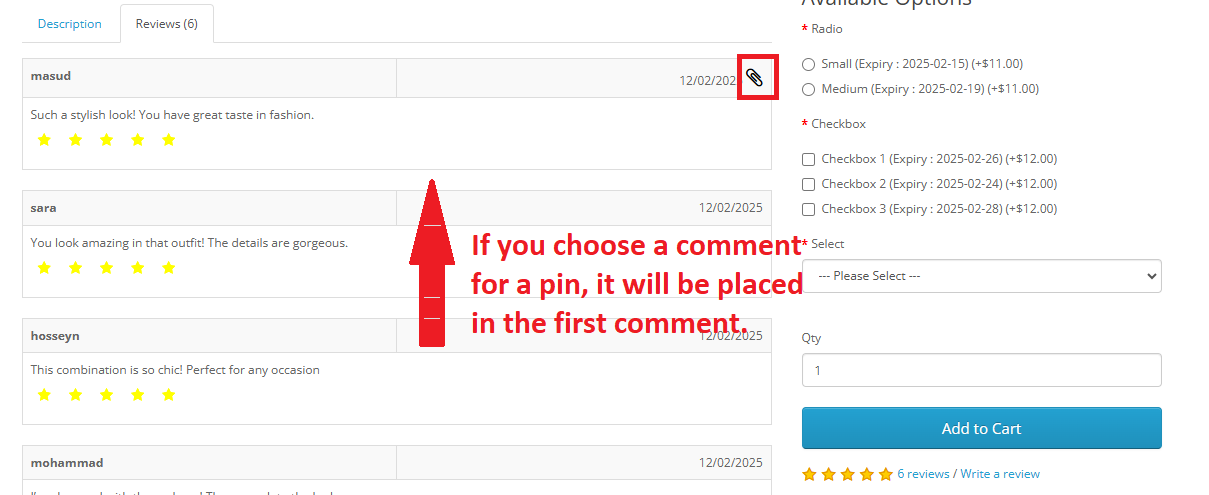 OpenCart - Review Pin