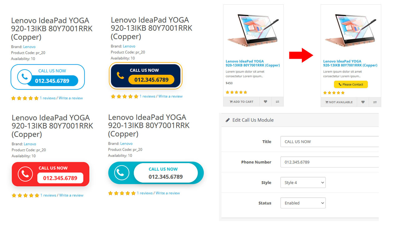 OpenCart - Module Display Call Us On Opencart Product