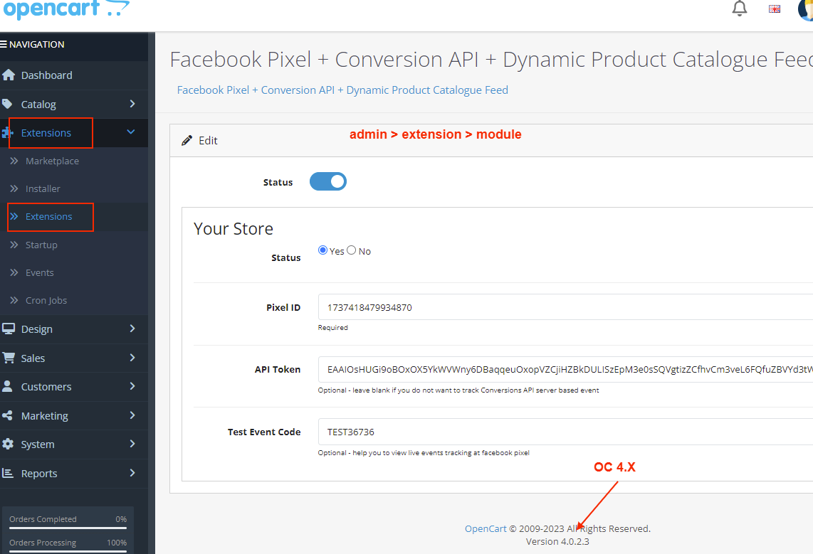 OpenCart - Facebook Pixel + Conversion API + Dynamic Product Catalogue Feed