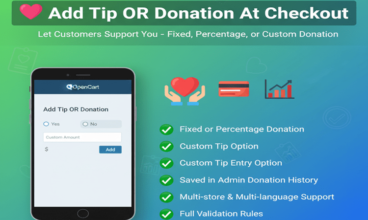 OpenCart - Add Tip OR Donation At Checkout