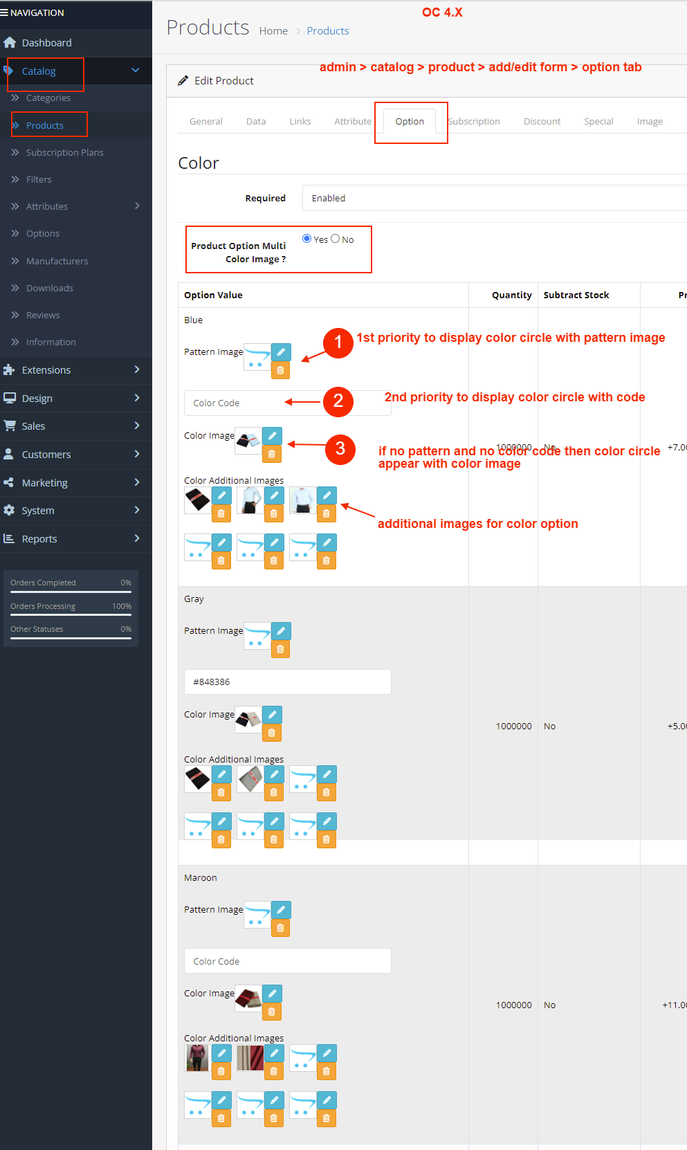 OpenCart - Product Option Multi Color Image